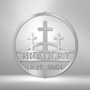 Custom Three Crosses Metal Sign, Personalized Three Crosses Sign ...