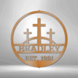 Custom Three Crosses Metal Sign, Personalized Three Crosses Sign ...