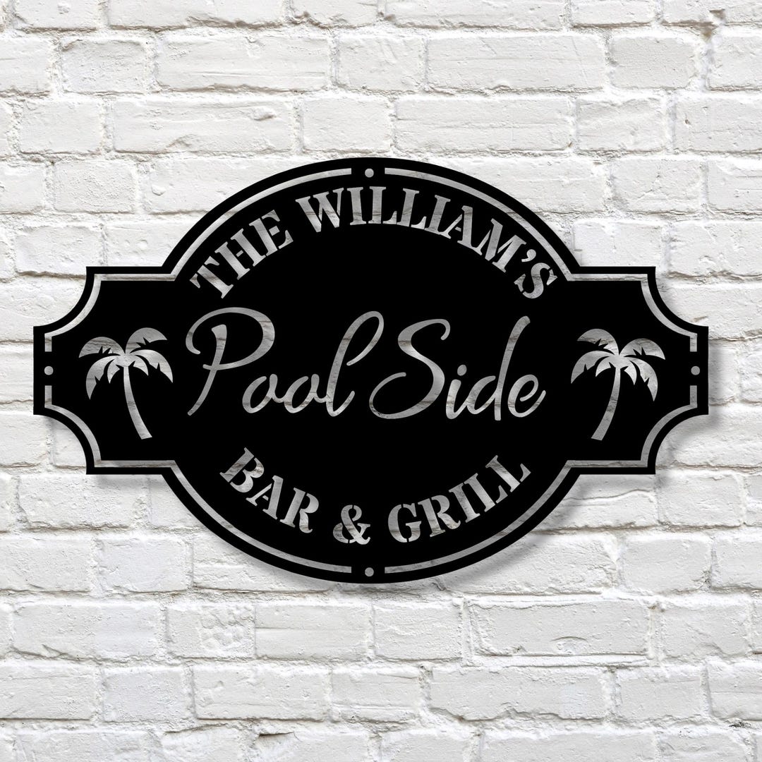 Custom Poolside Metal Sign, Personalized Pool and Patio Sign, Outdoor ...