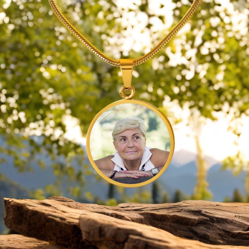 Loss of Loved One Necklace, Circle Photo Necklace, Custom Picture ...