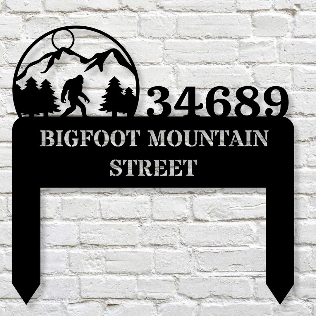 Bigfoot Address Metal Stake Sign, Bigfoot Acres Metal Sign, Bigfoot ...