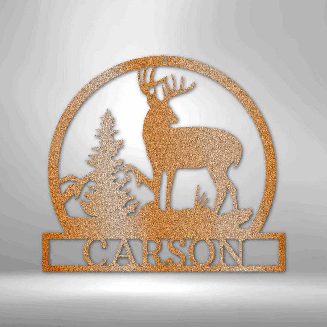Custom Outdoor Buck Metal Steel Sign, Personalized Deer Hunter Metal ...