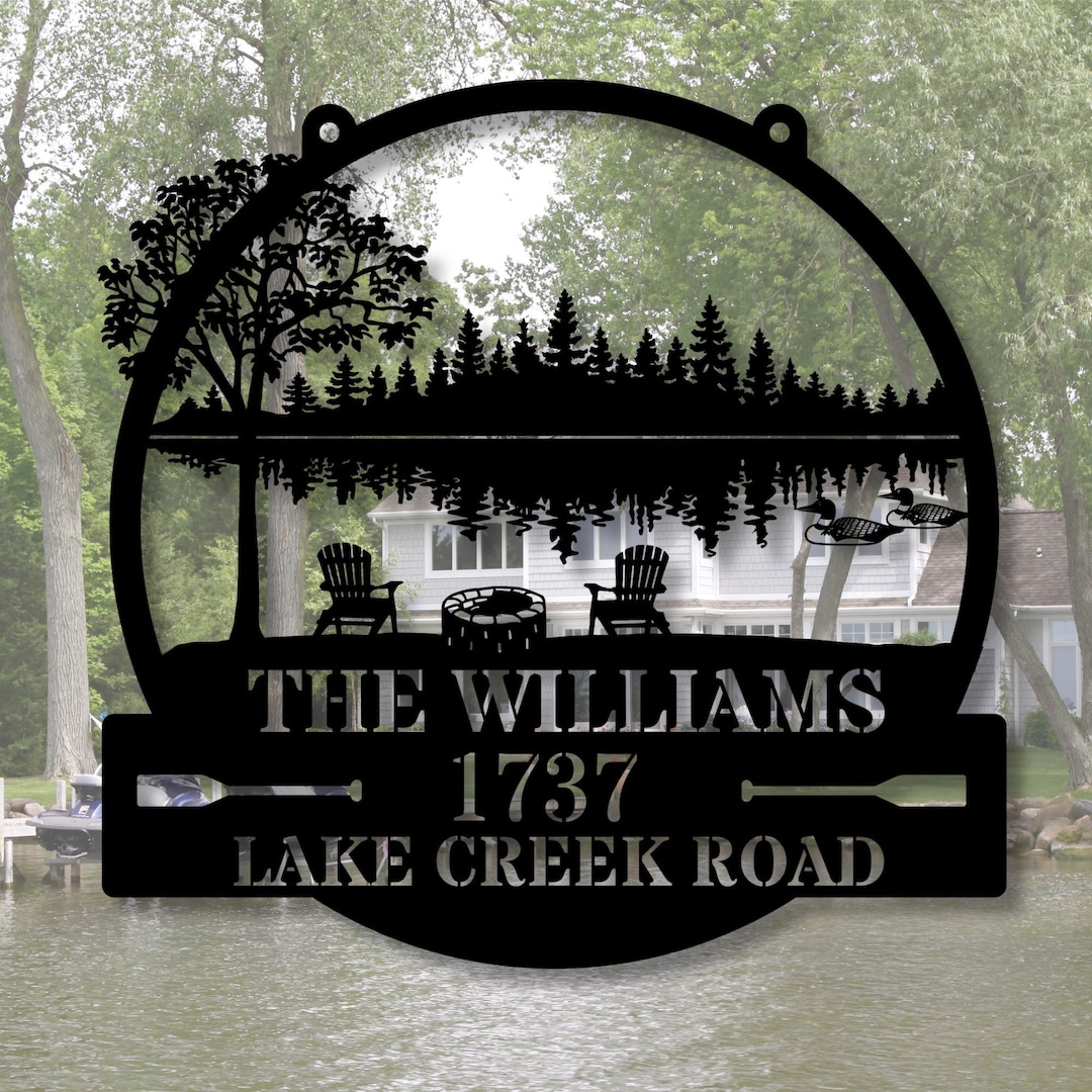 Customized Lake House Address Metal Sign, Loon Themed Sign, River House ...