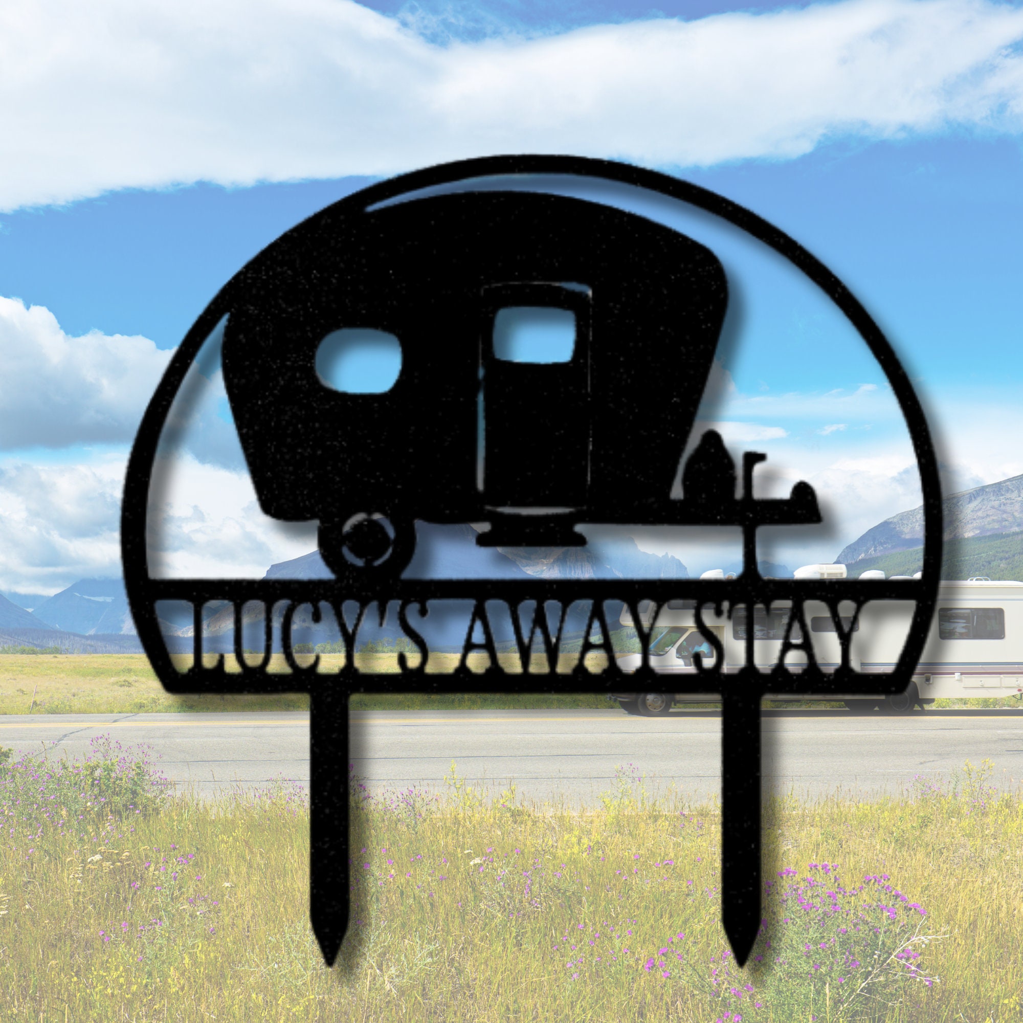 Custom Camper Yard Metal Sign, Personalized Camping Sign Monogram ...