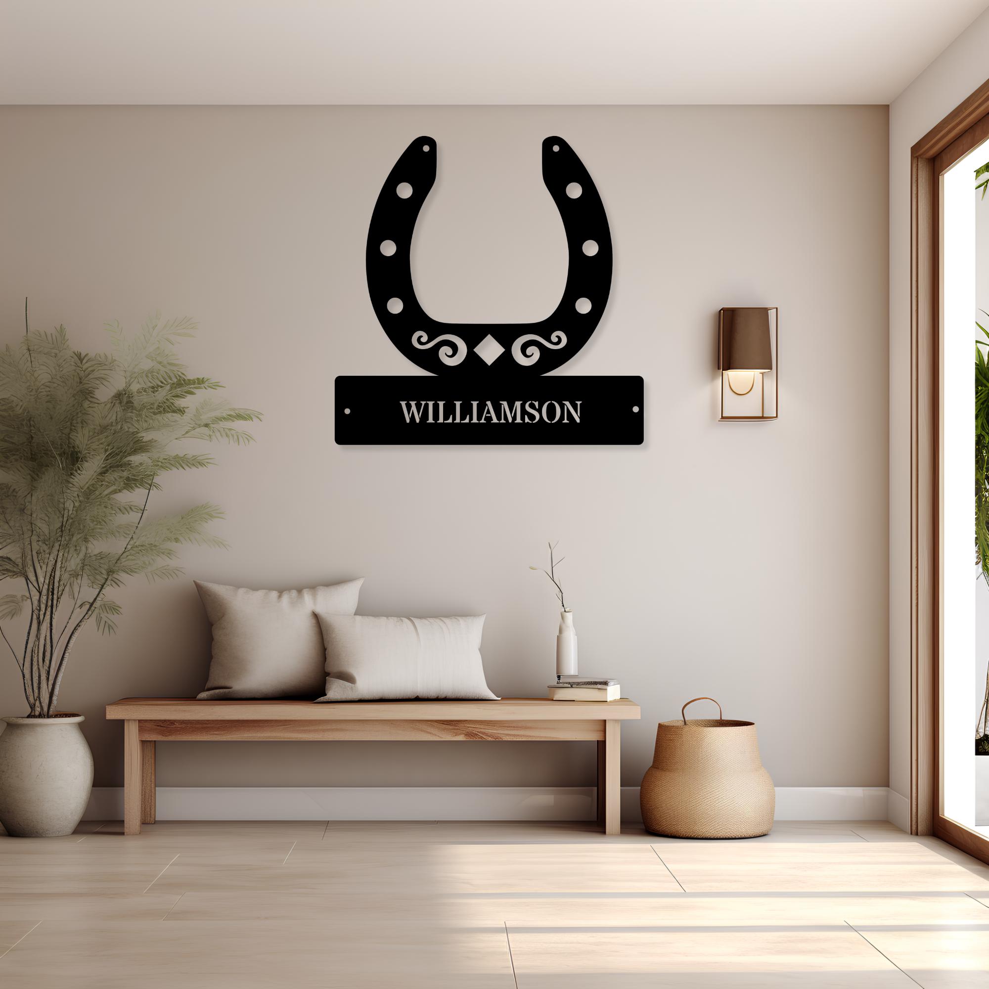 Personalized Horseshoe Name Metal Sign, Farmhouse Wall Decor, Horse ...