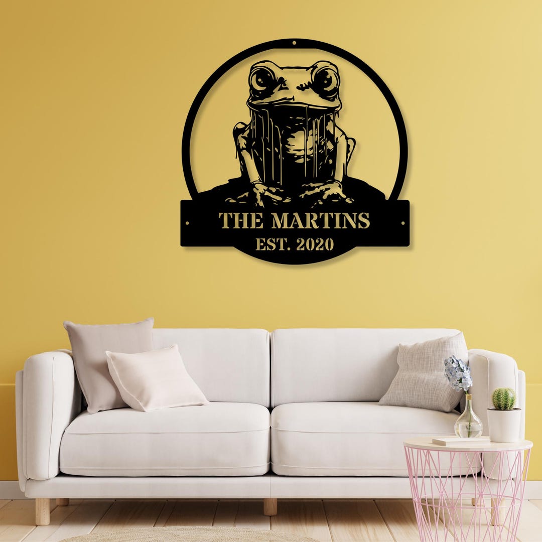 Personalized Frog Metal Sign, Frog Name Wall Art, Metal Frog Decor ...