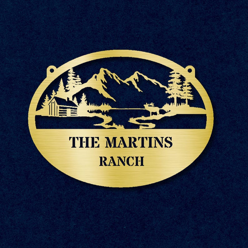 Personalized Mountain Ranch Metal Sign, Hanging Address Sign, Ranch ...