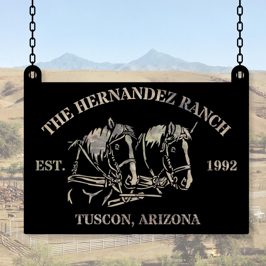 Custom Ranch Metal Sign, Hanging Farm Address Sign, Horse Farm Sign ...