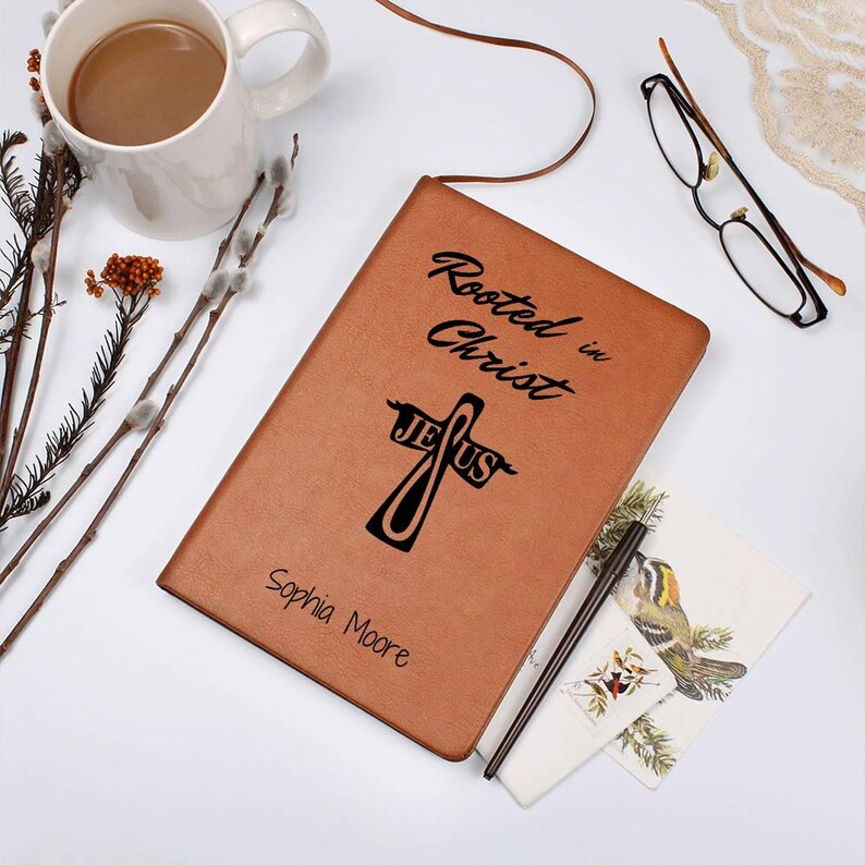 Rooted in Christ Jesus Prayer Journal, Personalized Leather Journal ...