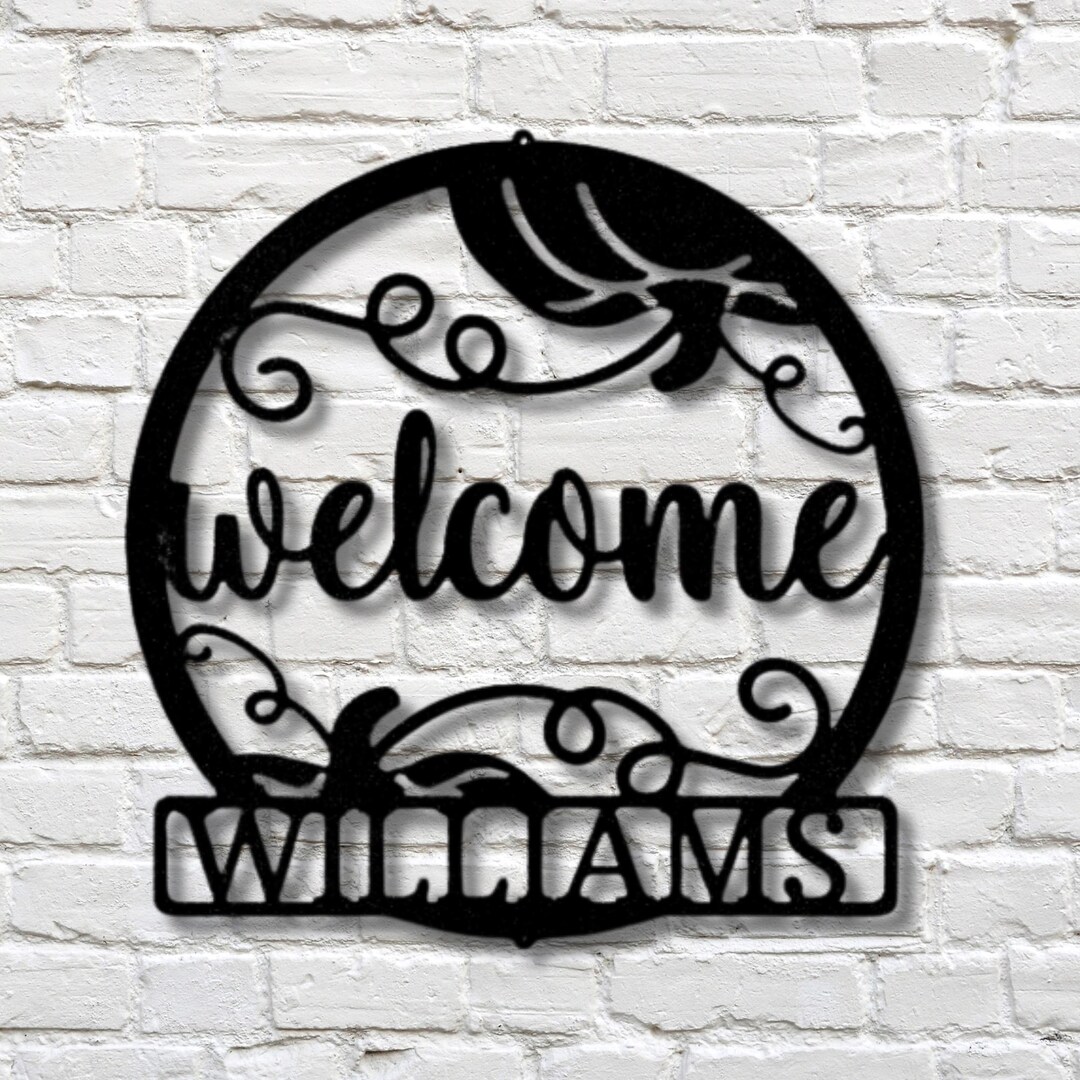 Personalized Welcome Fall Metal Sign, Custom Name Welcome Fall Sign ...