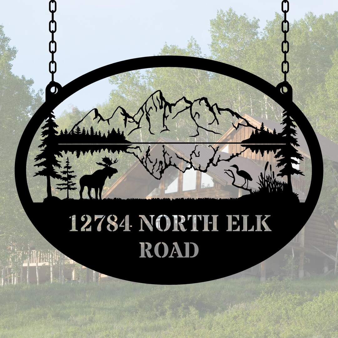 Personalized Elk Mountain Metal Hanging Sign, Ranch Metal Sign, Barn ...