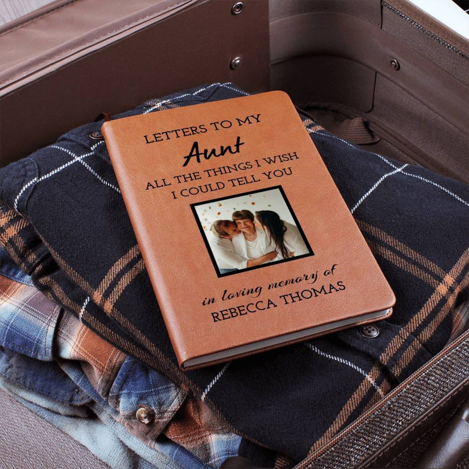 Aunt Remembrance Photo Leather Journal, Aunt in Heaven Gift, Loss of ...