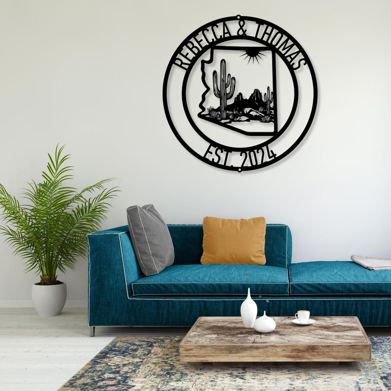 Custom Arizona State Metal Sign, Established Desert Themed Sign ...