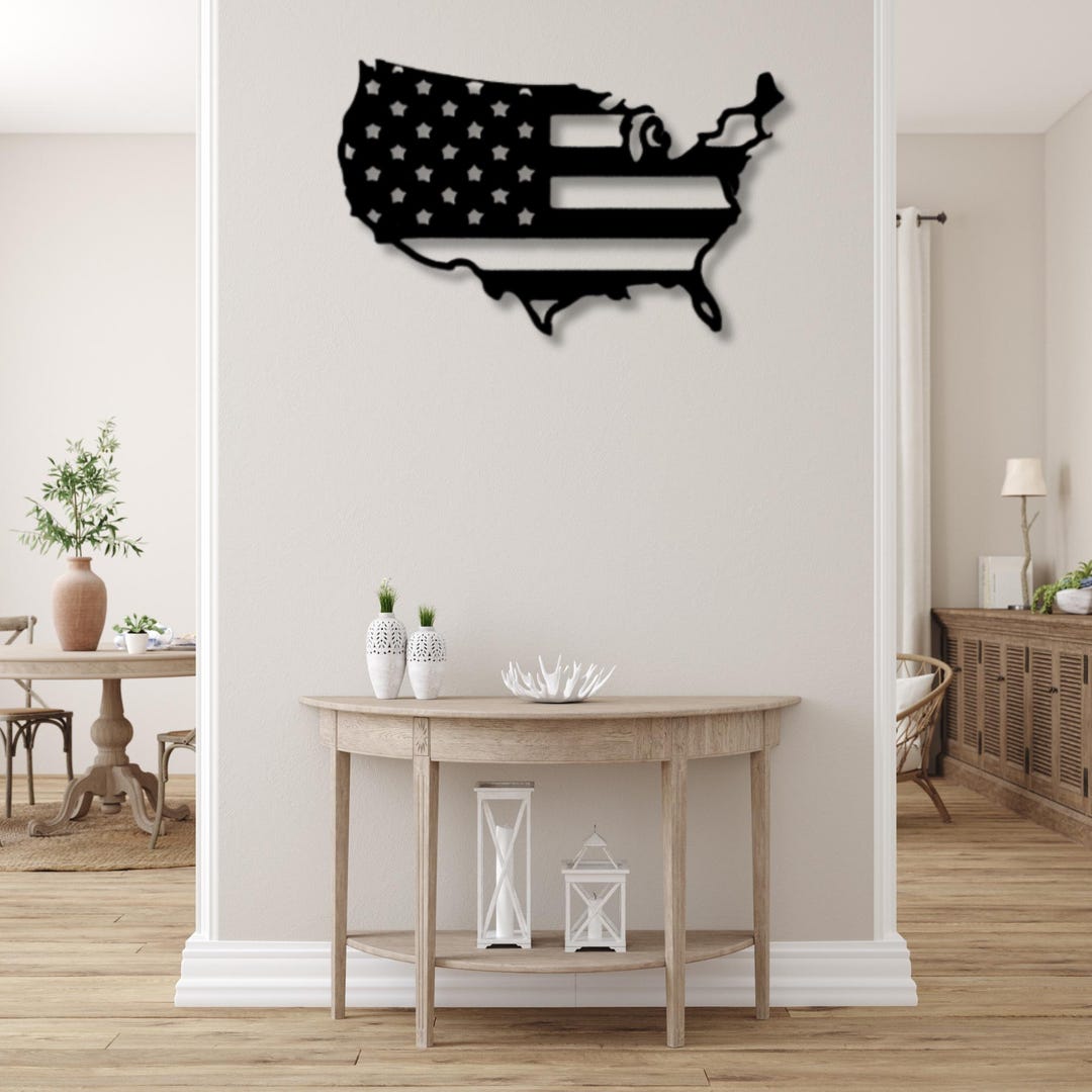 Letrero metálico con mapa de la bandera estadounidense, decoración de ...