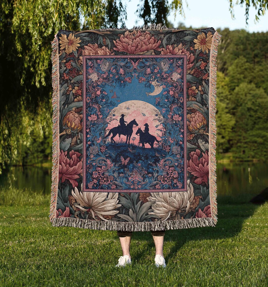 Cowboy Cowgirl Woven Blanket, Western Blanket, Rodeo Blanket, Country ...