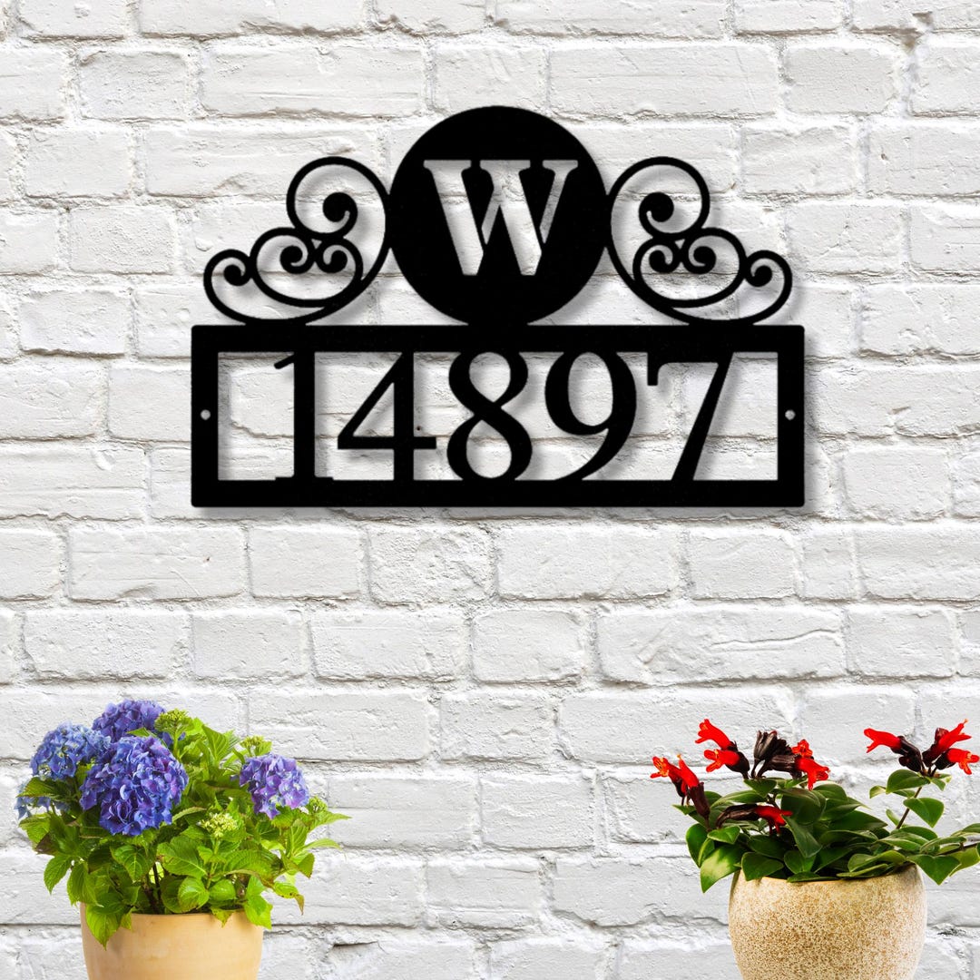 Custom House Number Metal Address Sign, Horizonatal Home Address Sign ...