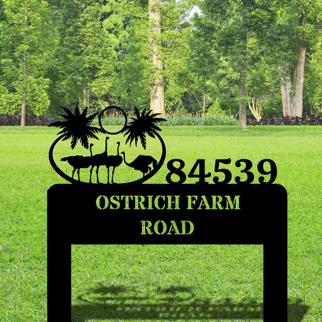 Personalized Ostrich Metal Sign, Address Sign, Ostrich Farm Metal Sign ...