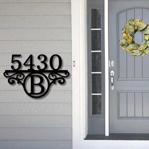 Initial Address Metal Sign, Custom Address Sign, Front Door Wall Art ...
