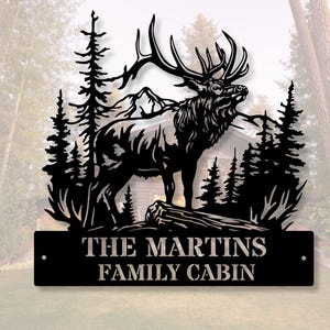 Custom Elk Metal Sign, Elk Wall Art, Wildlife Decor, Elk Address Sign ...