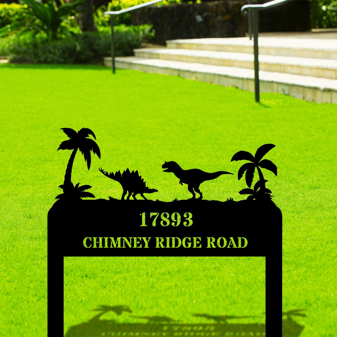 Customized Dinosaur Address Stake, House Number Metal Address Sign, Housewarming Gift ...