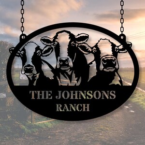 Cattle Farm Ranch Sign, Farm Metal Address Sign, Personalized Barn ...