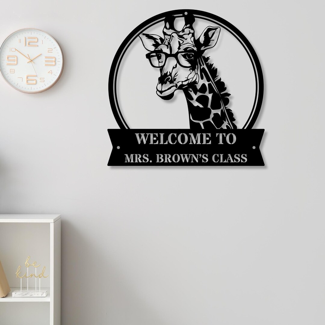 Custom Name Giraffe Sign, Teacher Name Classroom Sign, Personalized ...