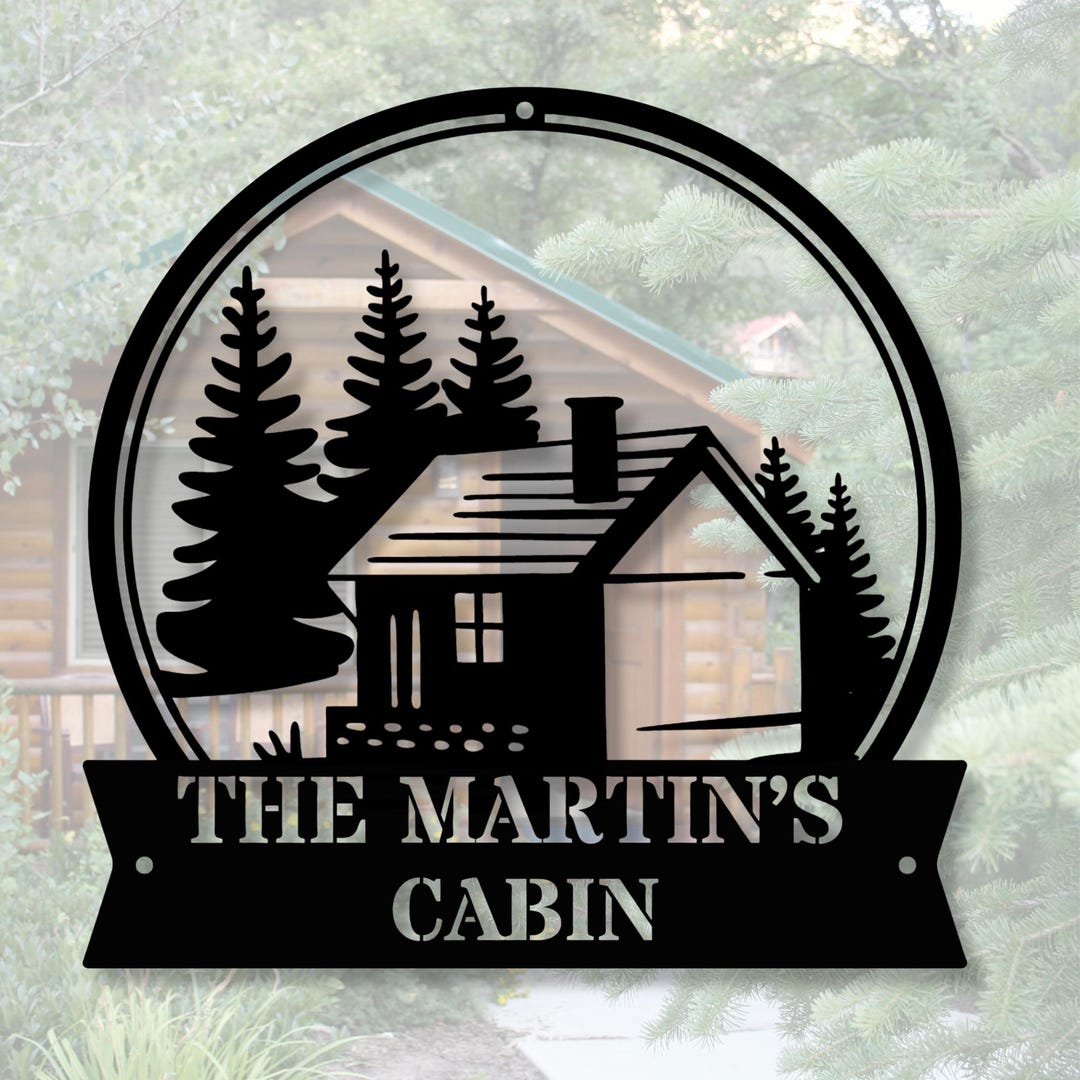 Personalized Cabin Metal Sign, Lodge Decor, Rustic Cabin Decoration ...