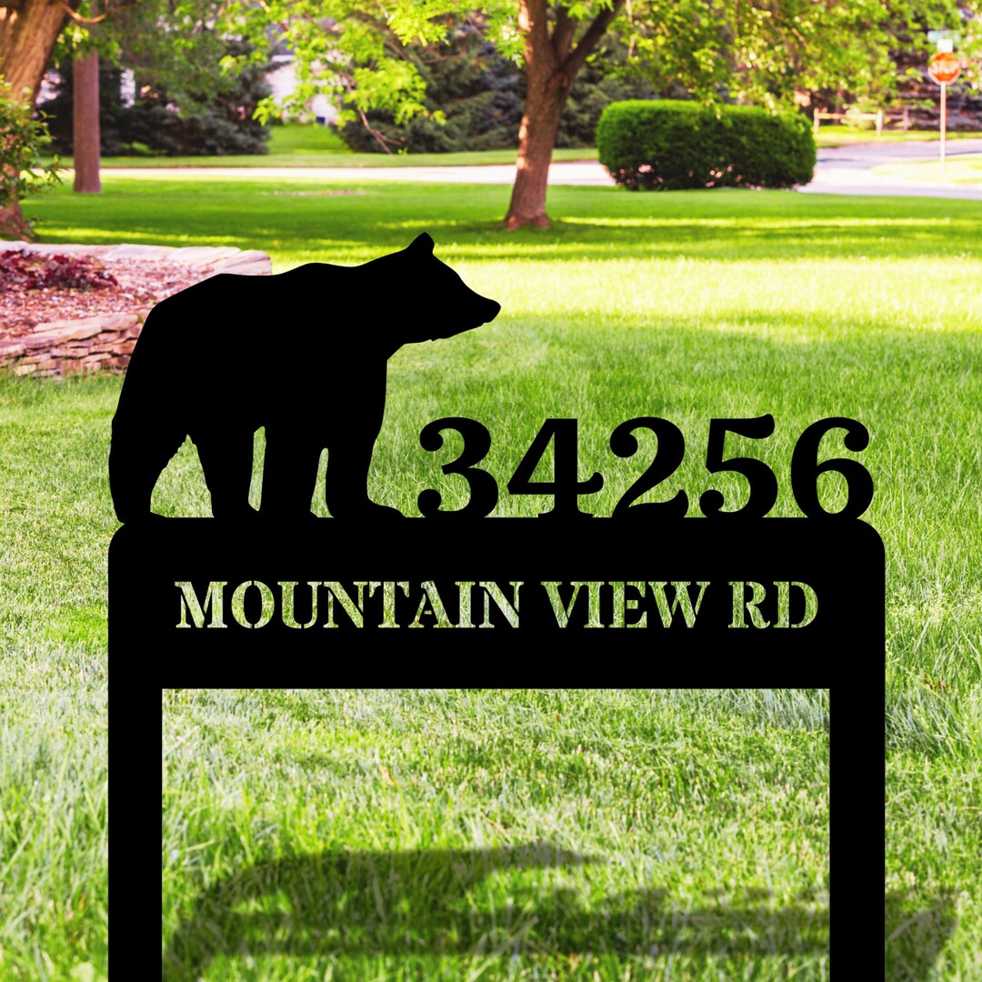 Personalized Bear Address Stake, Customized Metal Address, Horizontal ...