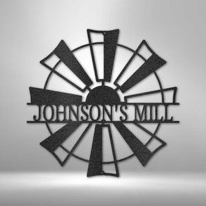 Windmill Monogram, Personalized Windmill Metal Sign, Custom Farmhouse ...