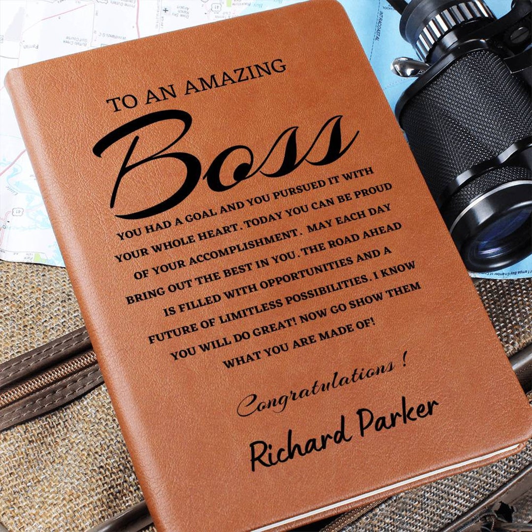 To A New Boss Journal, Custom Leather Journal, Graduation Gift ...