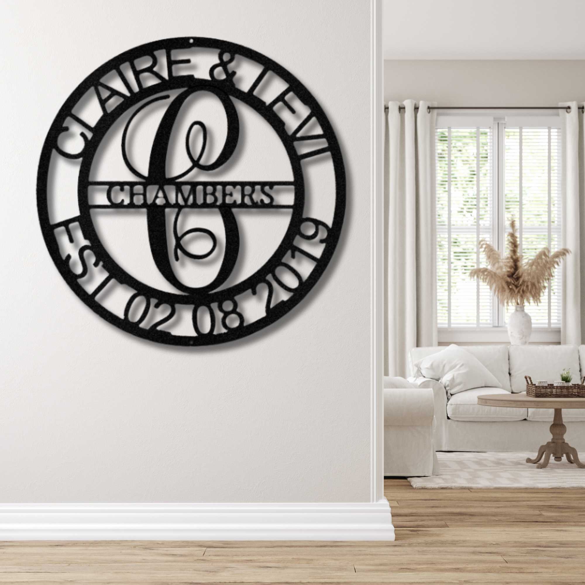 Personalized Names Metal Wall Sign, Custom Last Name Large Metal Wall ...