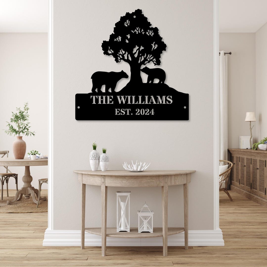 Personalized Bear Metal Sign, Bear Wall Hanging, Large Metal Wall Sign ...