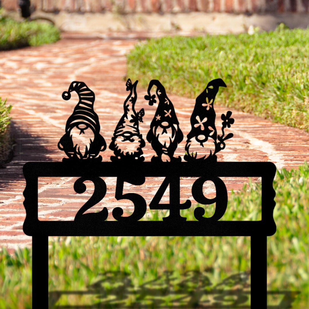 Gnome Address Metal Stake Sign, Gnome Lover Gift, Housewarming Gift ...