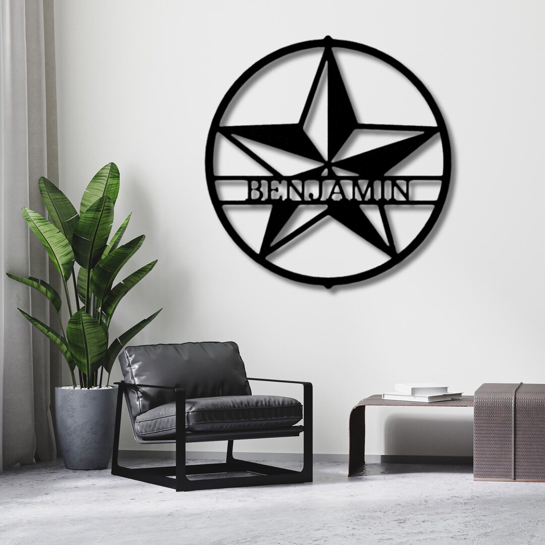 Personalized Star Metal Steel Sign, Custom Star Wall Art Decor, Man ...