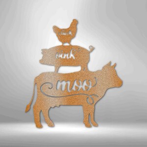 Farm Animals Sign, Metal Cow Pig Chicken Sign, Farm Animal Monogram ...