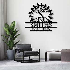 Custom Crest Metal Sign, Personalized Initial Metal Sign, Last Name ...