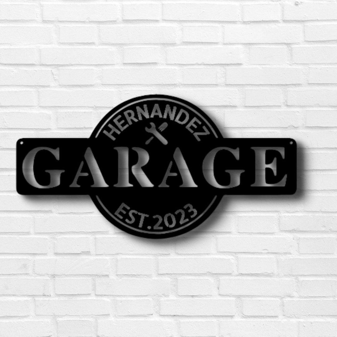 Custom Garage Metal Sign, Personalized Established Garage Metal Sign ...