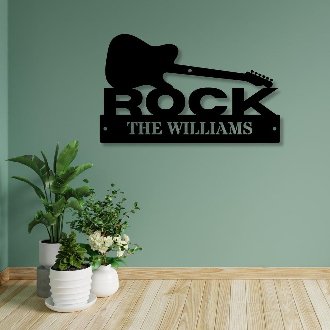 Custom Guitar Metal Sign, Personalized Guitar Name Sign, Muscicians ...