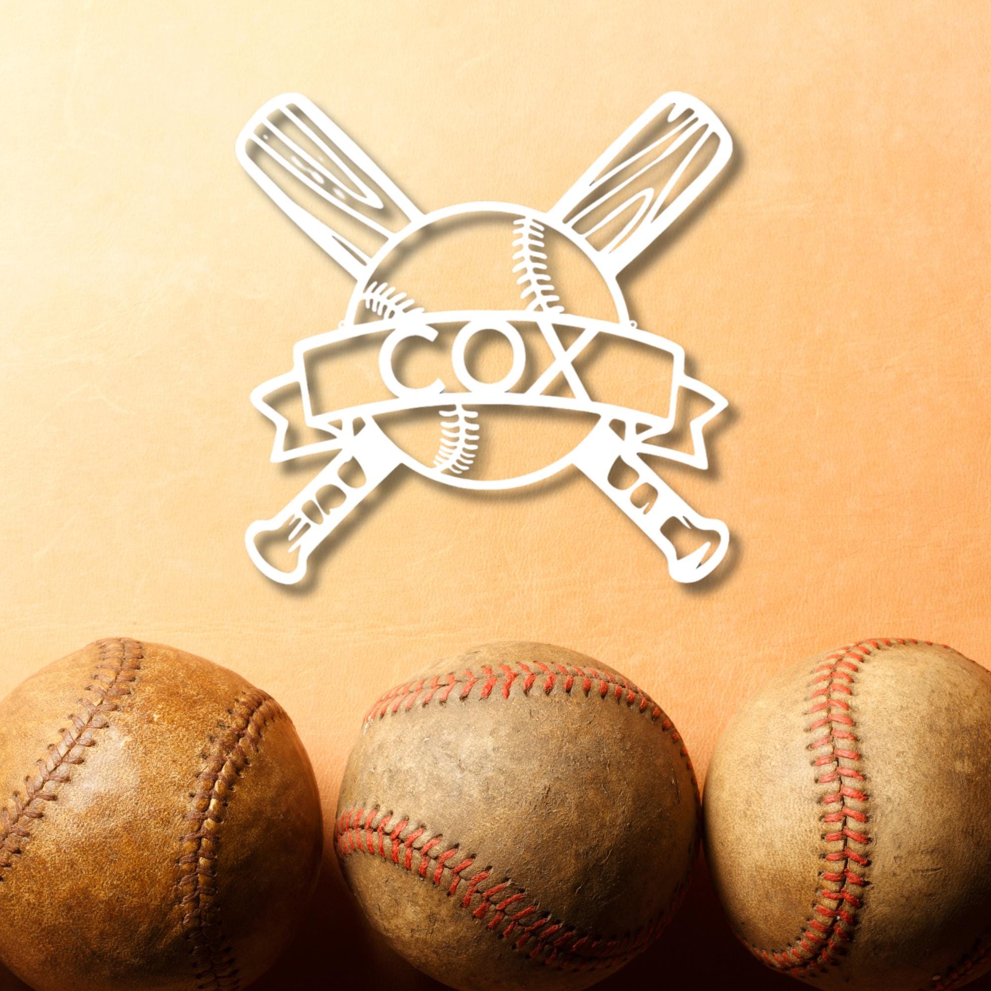 Custom Baseball Metal Sign, Personalized Name Baseball Bat and Ball ...