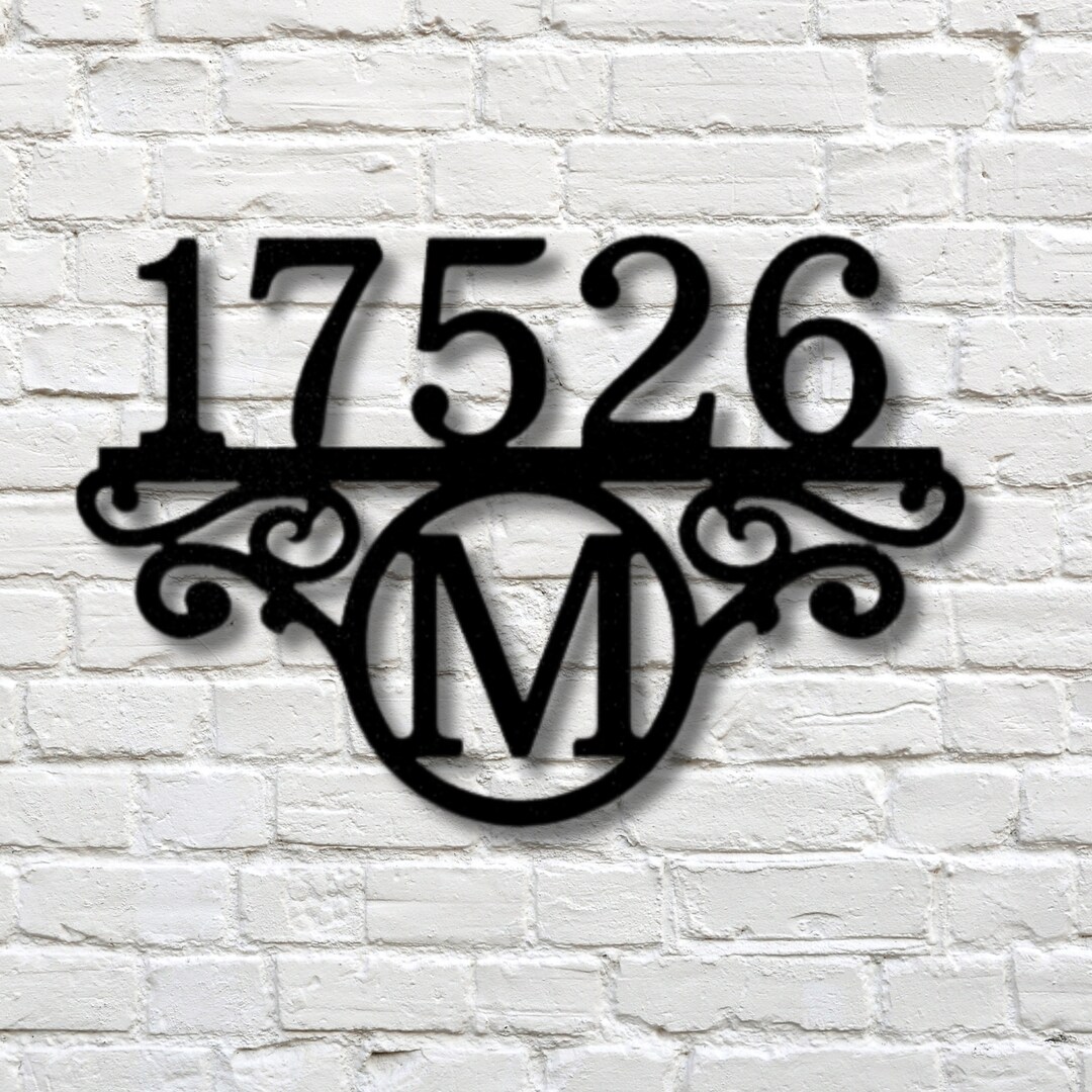 Initial Address Metal Sign, Custom Address Sign, Front Door Wall Art ...