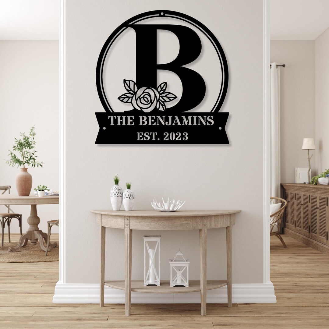 Customized Initial Monogram Metal Sign, Personalized Monogram Letters ...