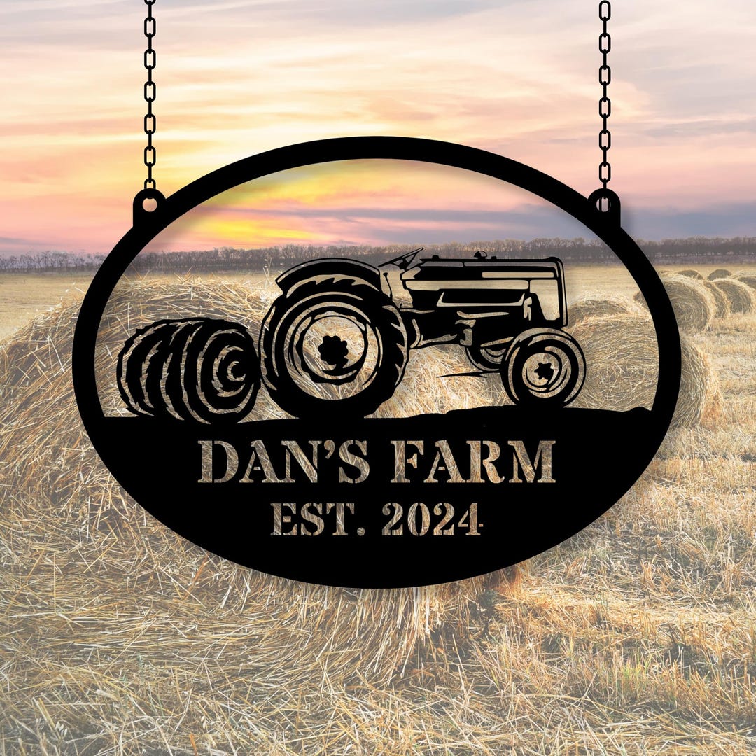 Custom Farm Tractor Metal Sign, Hay Farm Metal Sign, Hanging Tractor ...