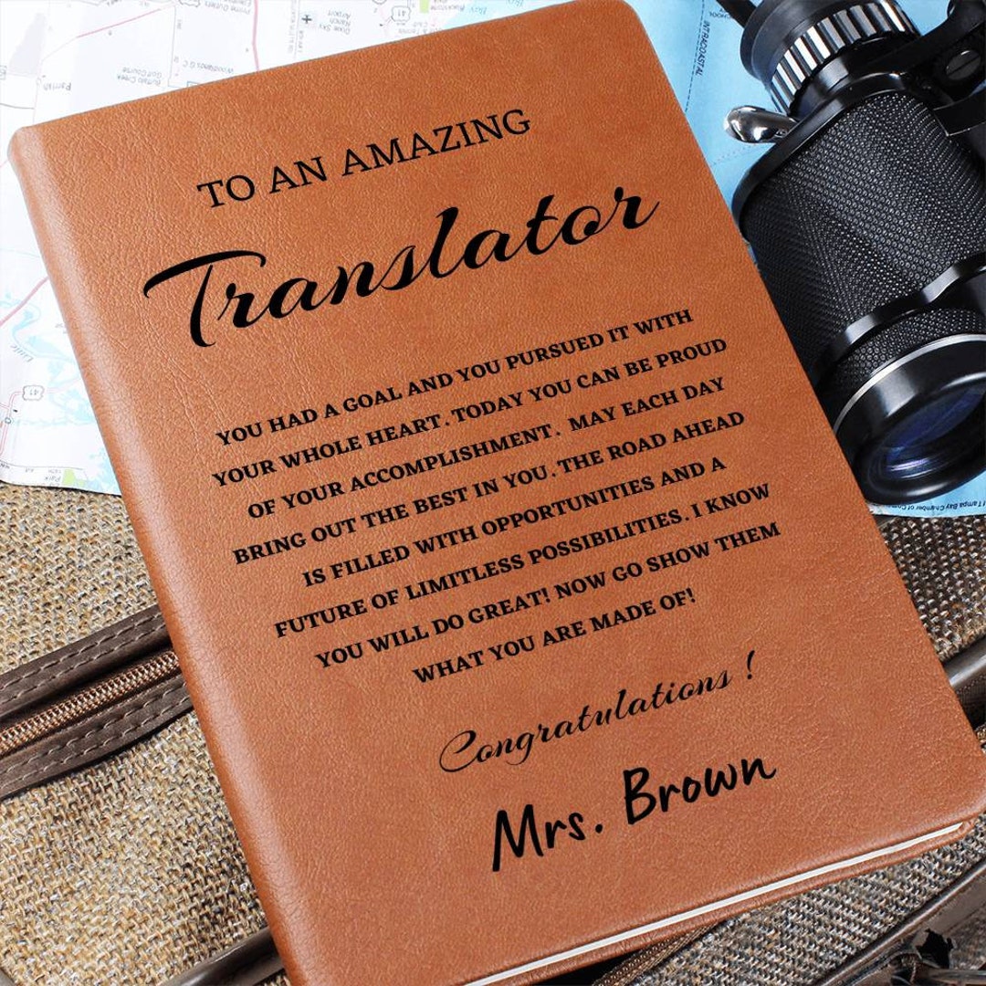 To A Translator Journal, Custom Leather Journal, Translator Graduation ...