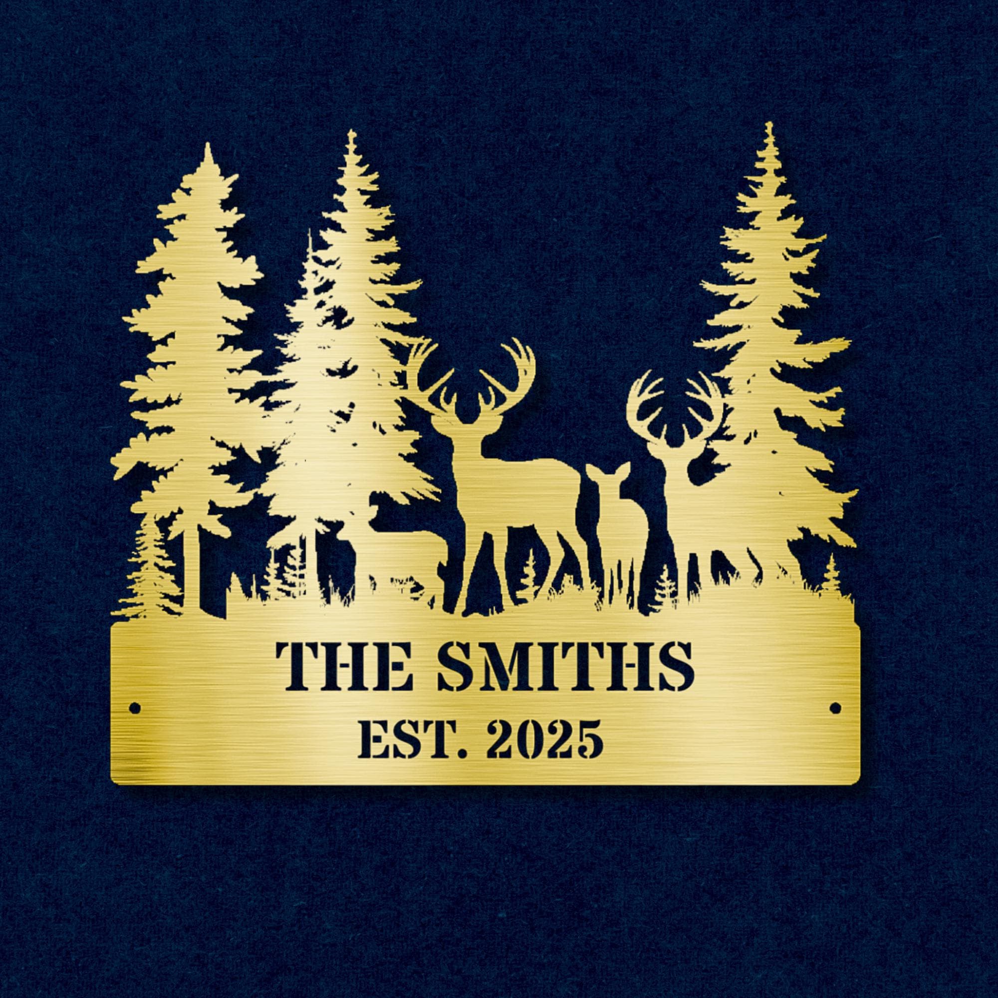 Custom Deer Forest Metal Sign, Personalized Deer Family Name Sign, Last ...