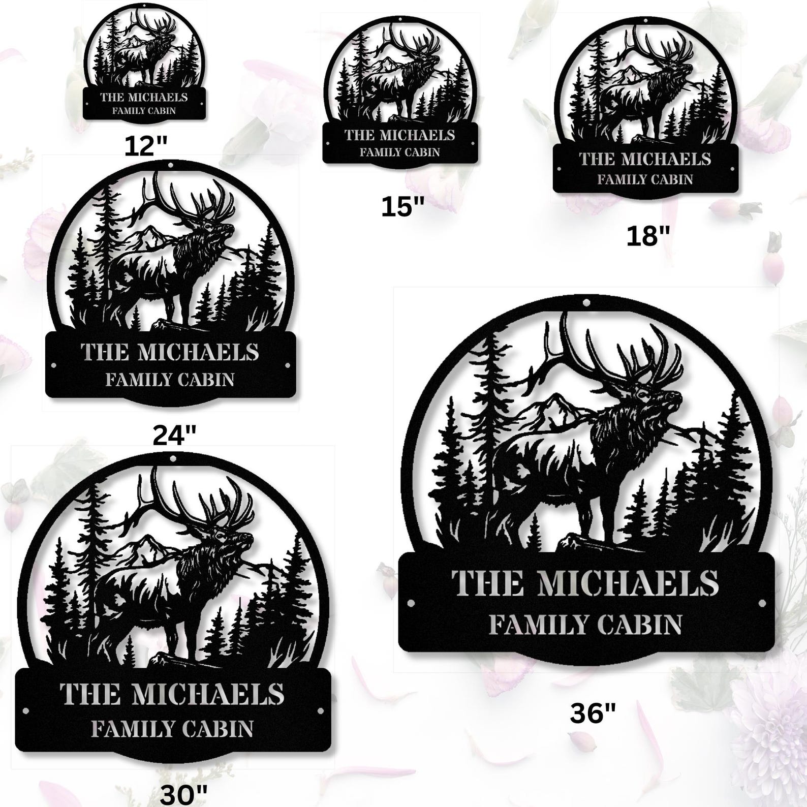 Custom Elk Metal Wall Sign, Personalized Cabin Metal Sign, Last Name ...