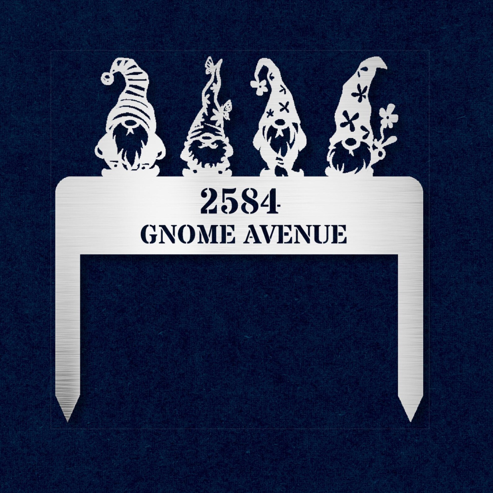 Customized Gnome Address Metal Stake, House Number Sign, House Address ...