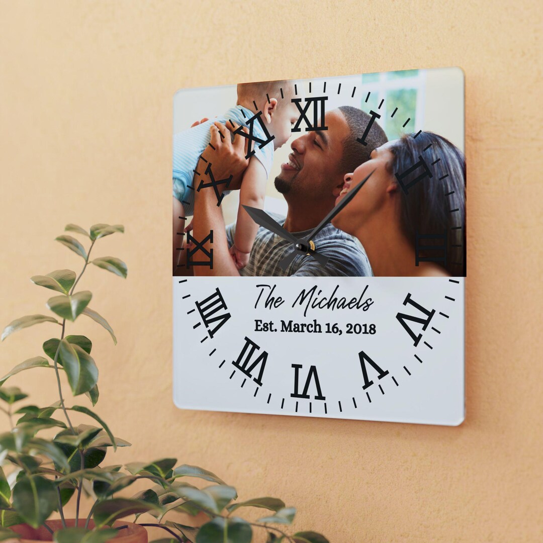 Personalized Roman Numeral Acrylic Wall Clock, Wedding Gift for Couple ...
