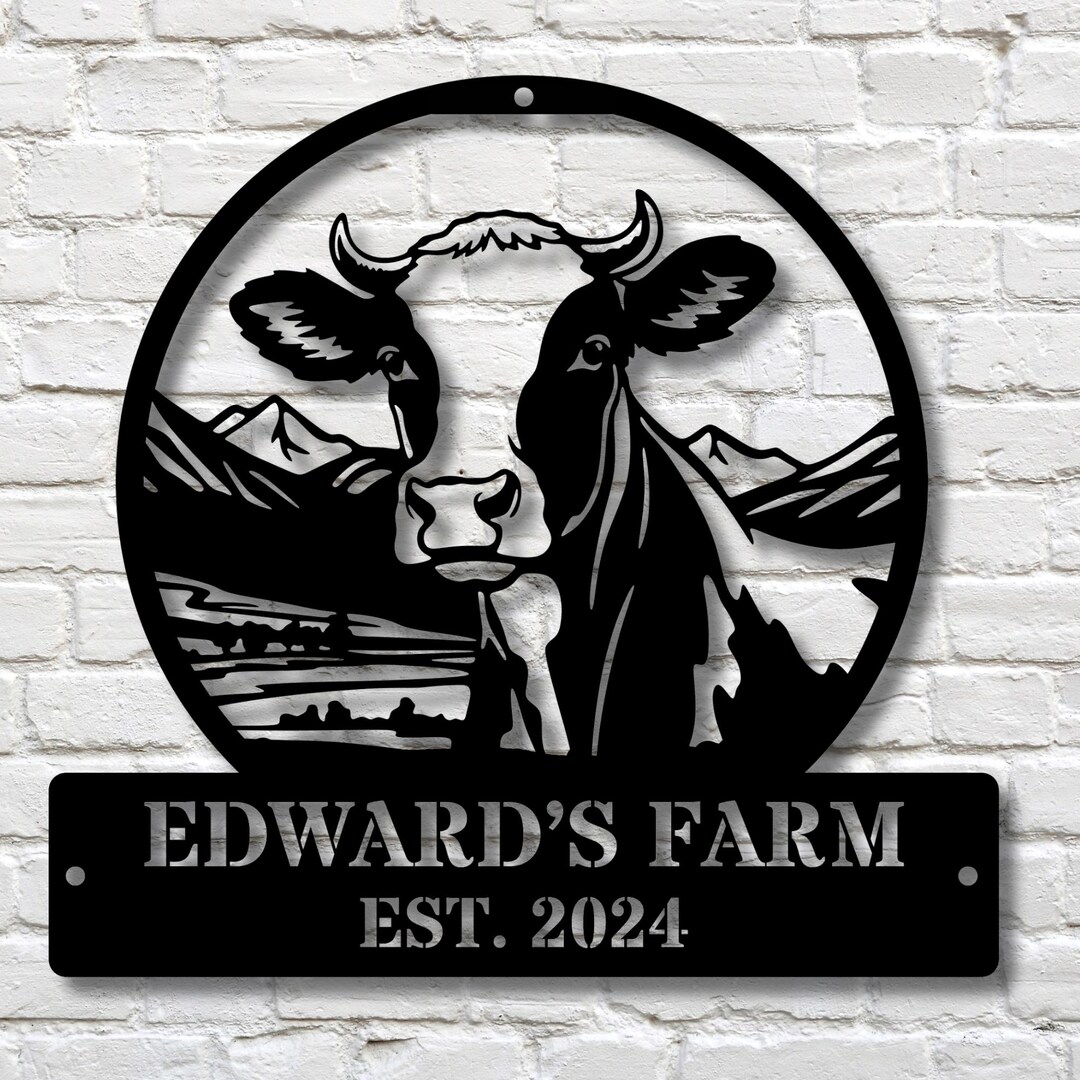 Customized Farmhouse Metal Sign, Mountain Cabin Metal Sign, Cattle Farm ...