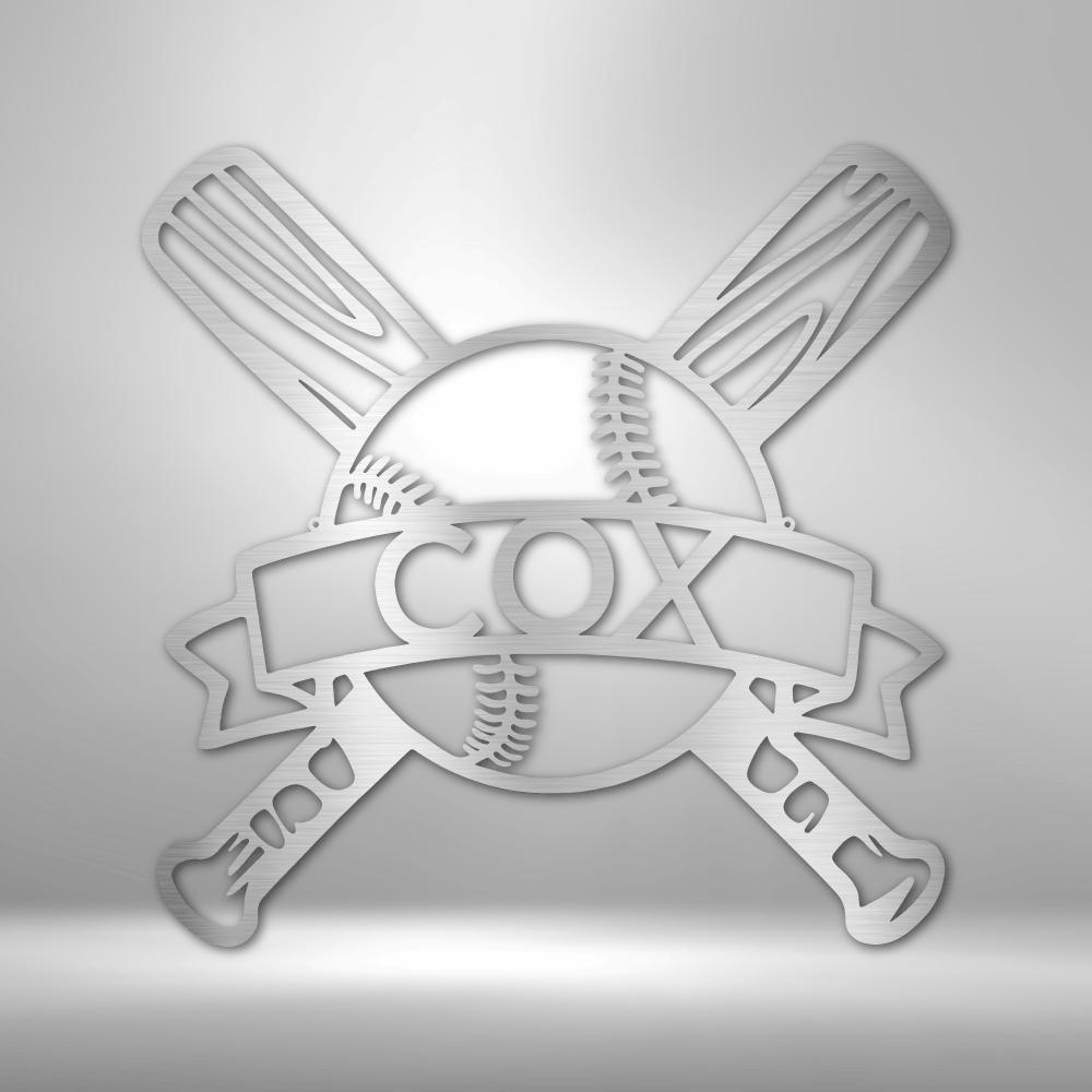 Custom Baseball Metal Sign, Personalized Name Baseball Bat and Ball ...