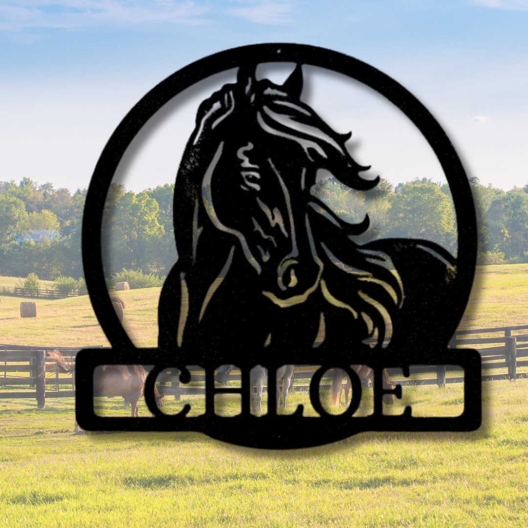 Horse Metal Ranch Sign, Family Name Sign, Custom Horse Sign, Metal ...